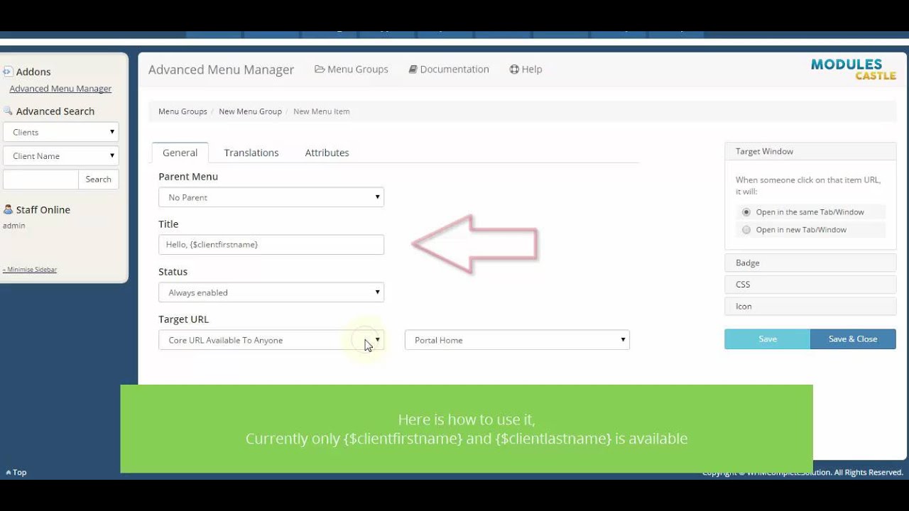 WHMCS Advanced Menu Manager - Template Variables - YouTube