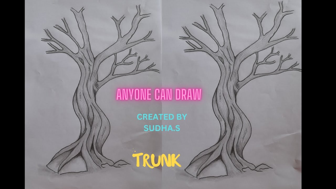 How to draw a tree trunk | Easy Drawings ||Anyone can draw || Pencil ...