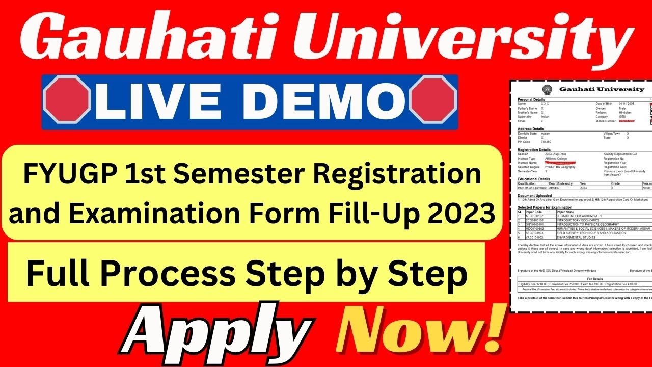 Live Demo FYUGP 1st Semester Registrationa And Exam Form Fill Up