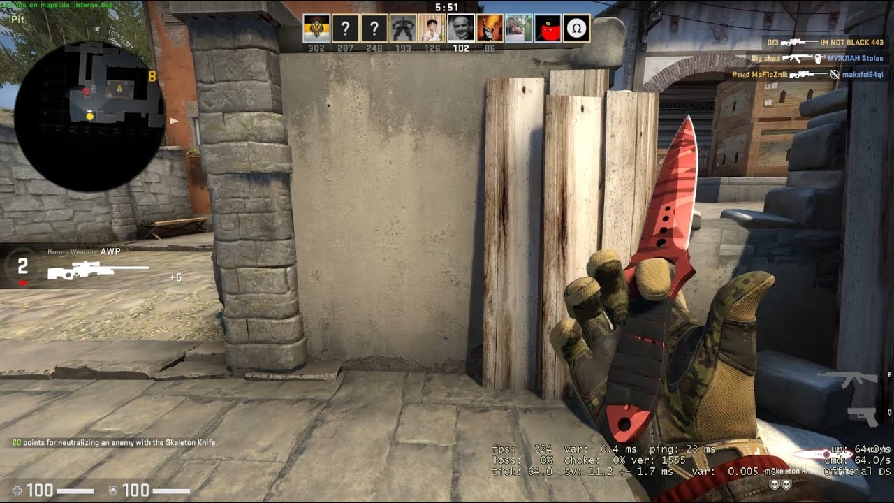 Skeleton knife Slaughter (Minimal wear) Gameplay - YouTube