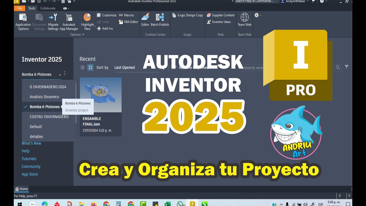 2 Crea y Organiza tu Proyecto en Autodesk Inventor 2025 - YouTube