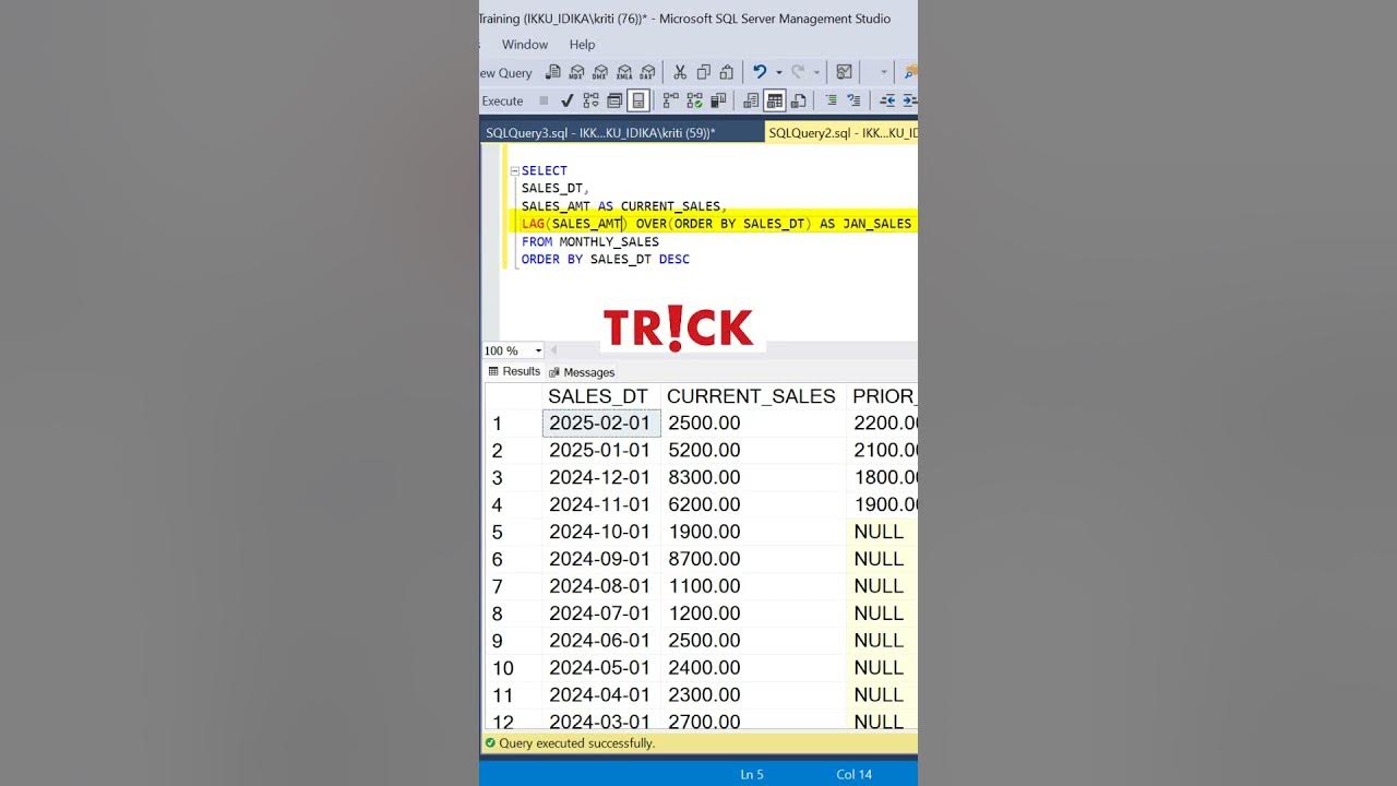 SQL Trick | Compare Current Month's Sale with 1st Month's Sale | LAG | OFFSET | Windows ...