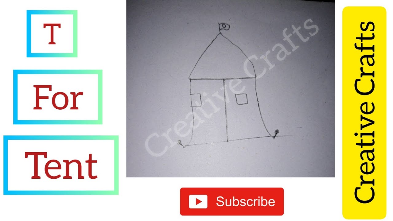 T For Tent | Alphabet Drawing Step By Step | Easy Drawing For Kid's ...