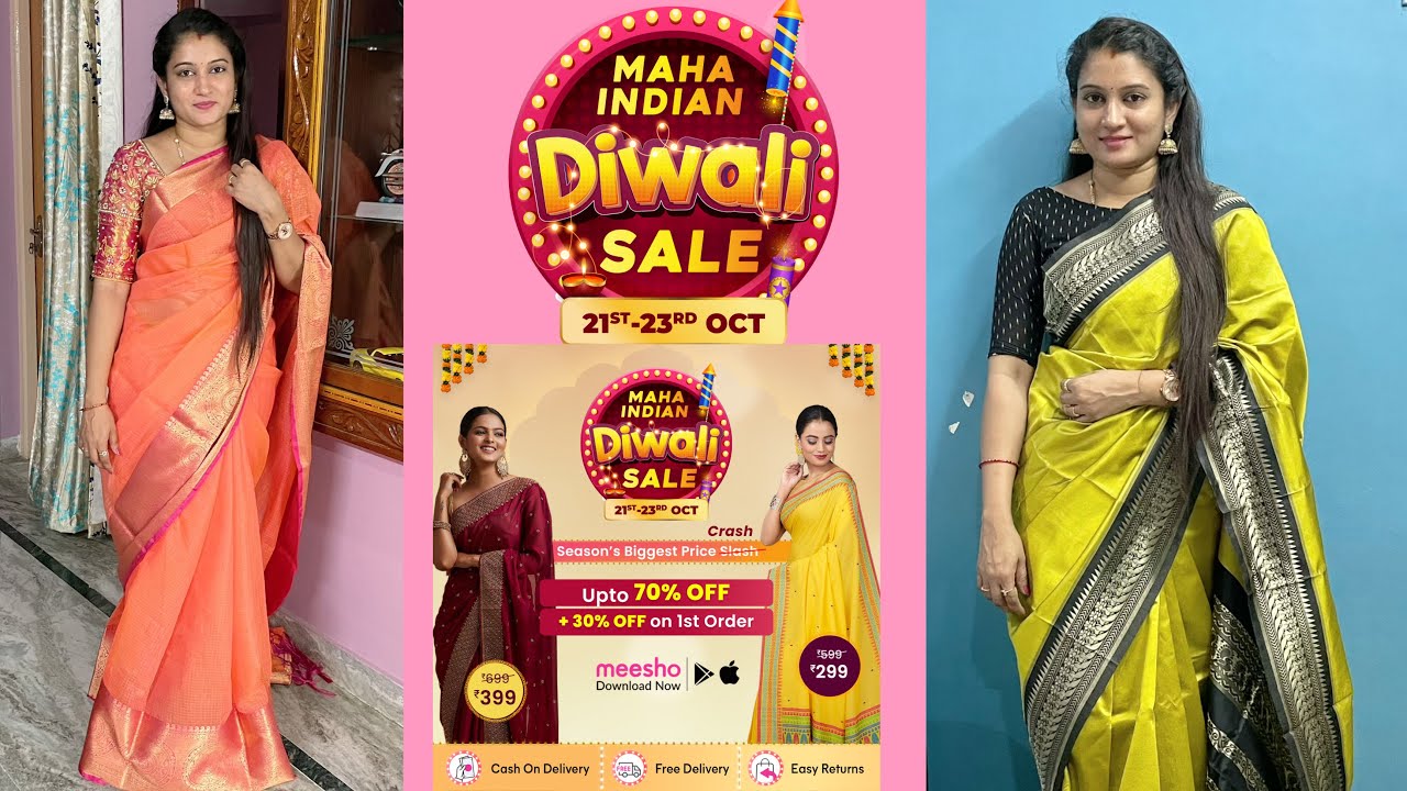 Meesho Diwali Sale | Meesho Saree Haul - YouTube