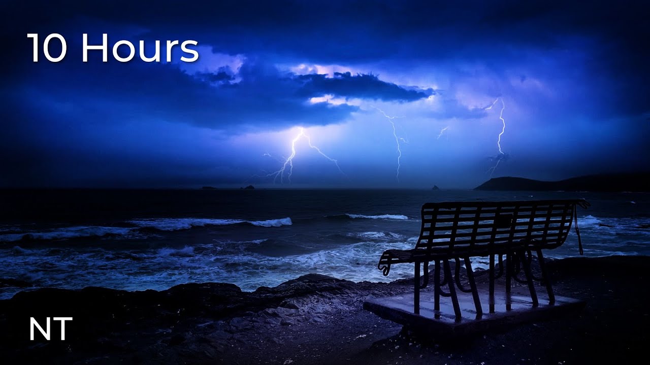 Ocean Thunderstorm Sounds & Lightning at the Beach | Ocean Waves ...