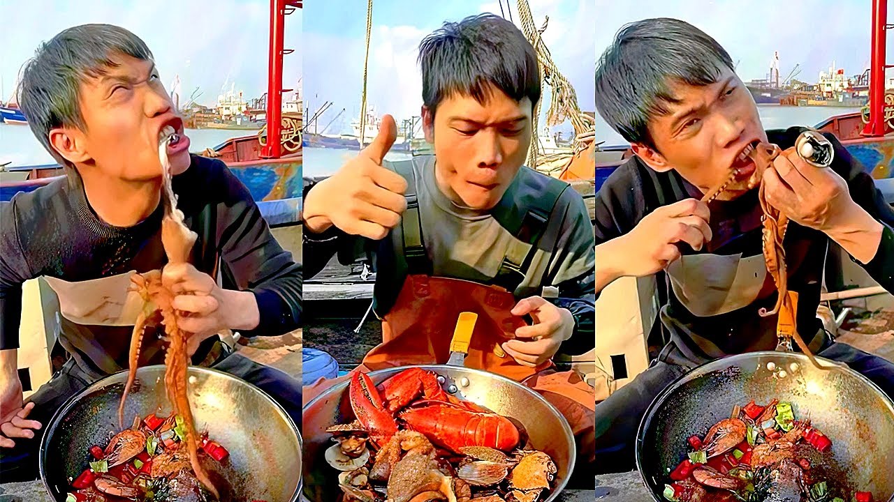 Fishermen eating seafood dinners are too delicious 666 help you stir ...