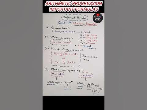 IMPORTANT FORMULAS OF ARITHMETIC PROGRESSION CLASS 10 MATHS #shorts # ...