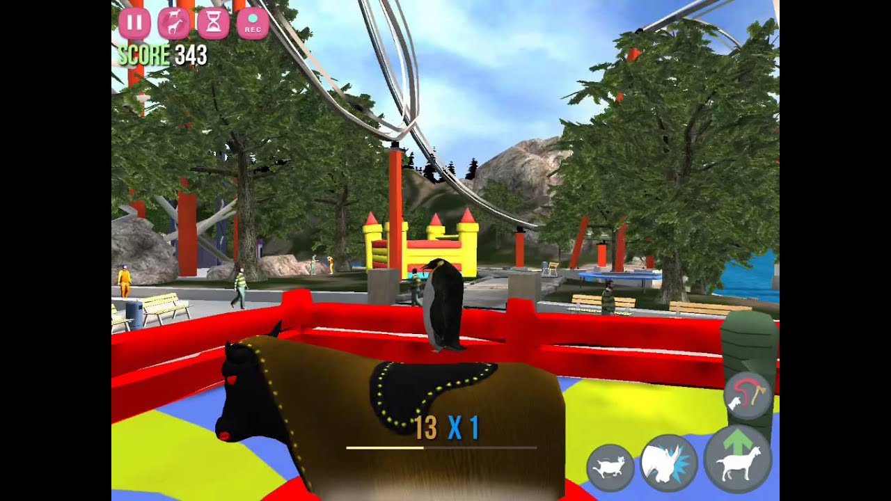 [Goat Simulator] Penguin riding a bull - YouTube