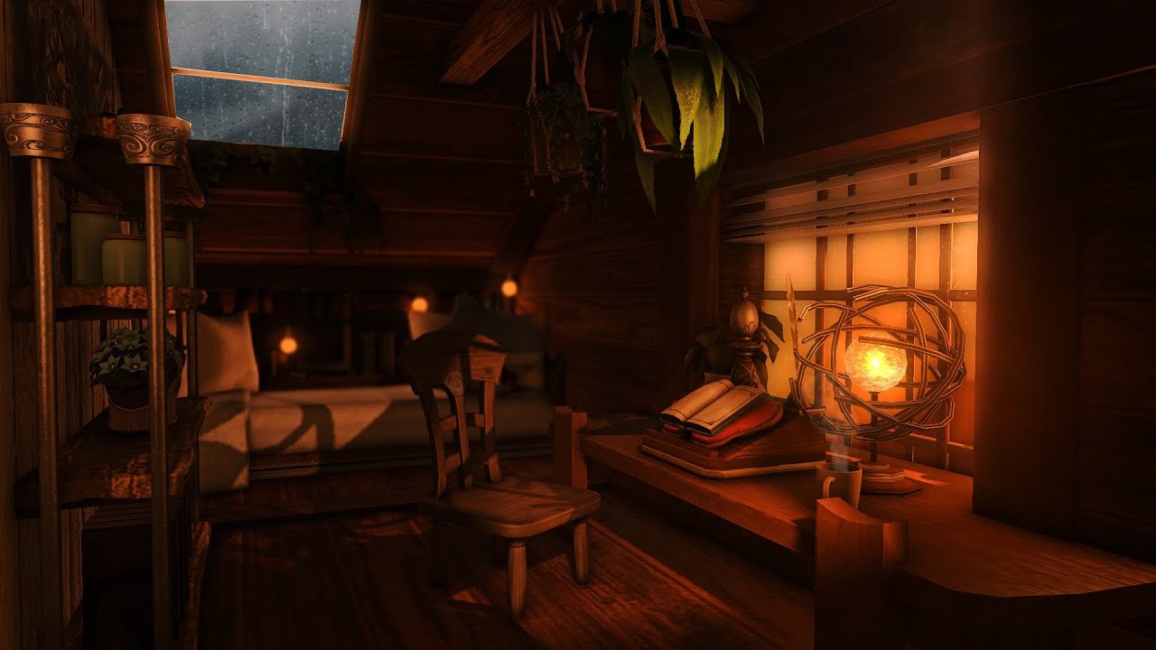 8 Hours Cozy attic space 🌙 Sleeping soundly in heavy winter rain helps ...