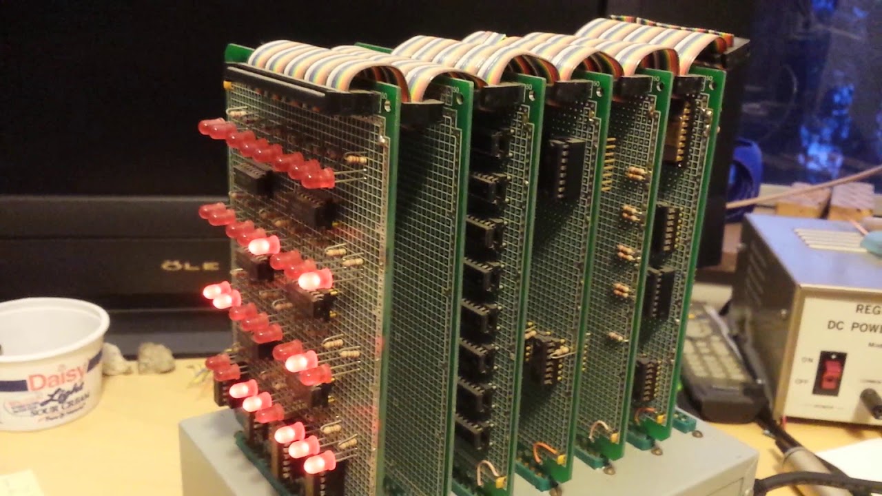 Mark-8 minicomputer running increment test - YouTube