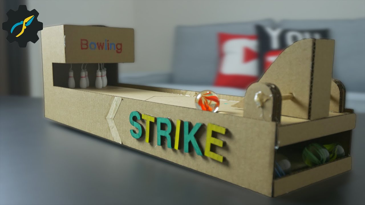 How To Make A Simple Bowling Game Set From Cardboard - YouTube