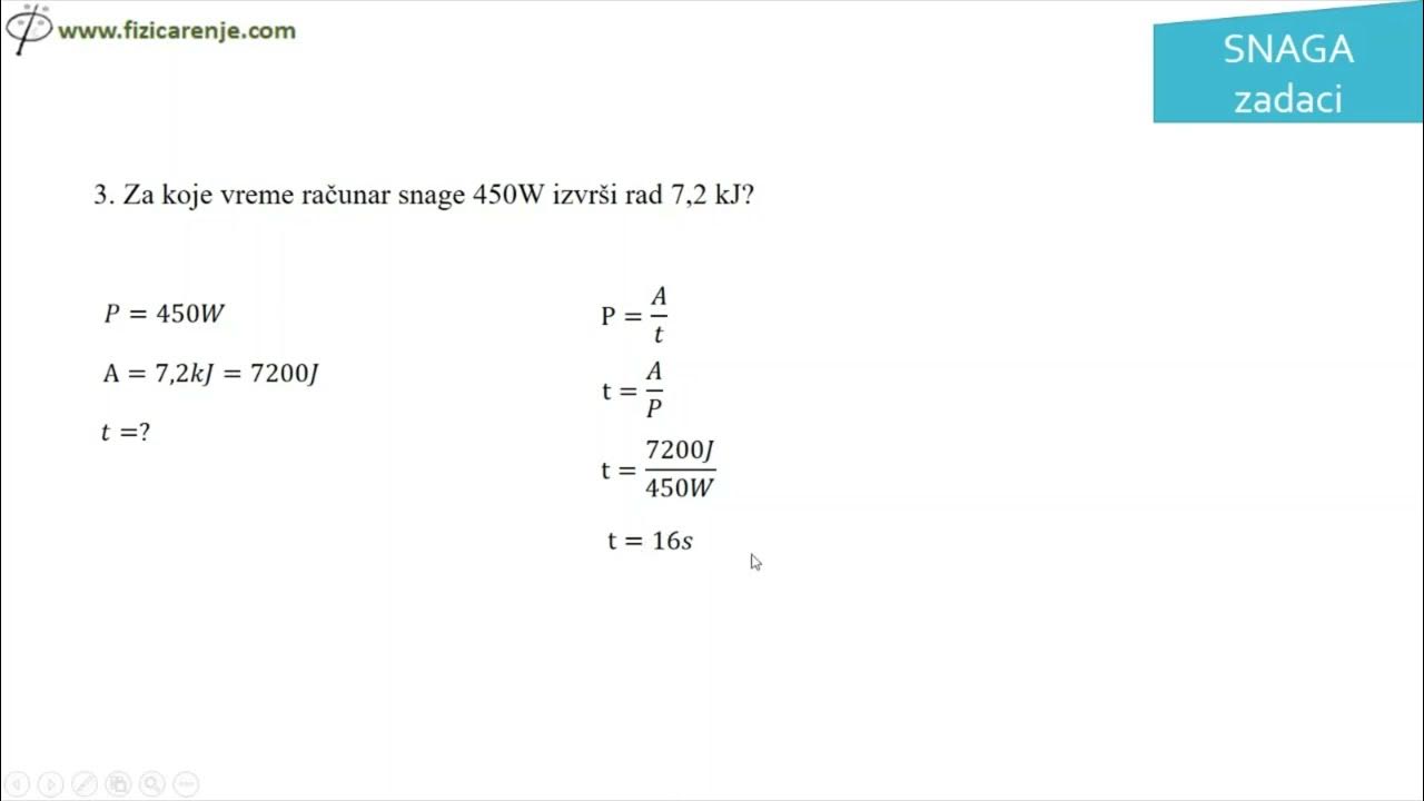 Snaga- zadaci - prvi deo | Fizika za sedmi razred - YouTube