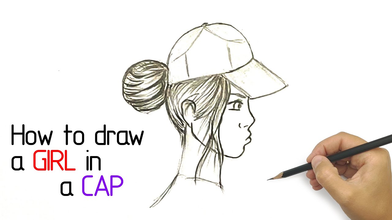How to draw a girl in a cap with a penscil. Pencil sketch drawings ...