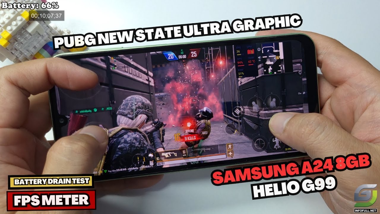 Samsung Galaxy A24 8GB test game PUBG New State Max Graphics - YouTube