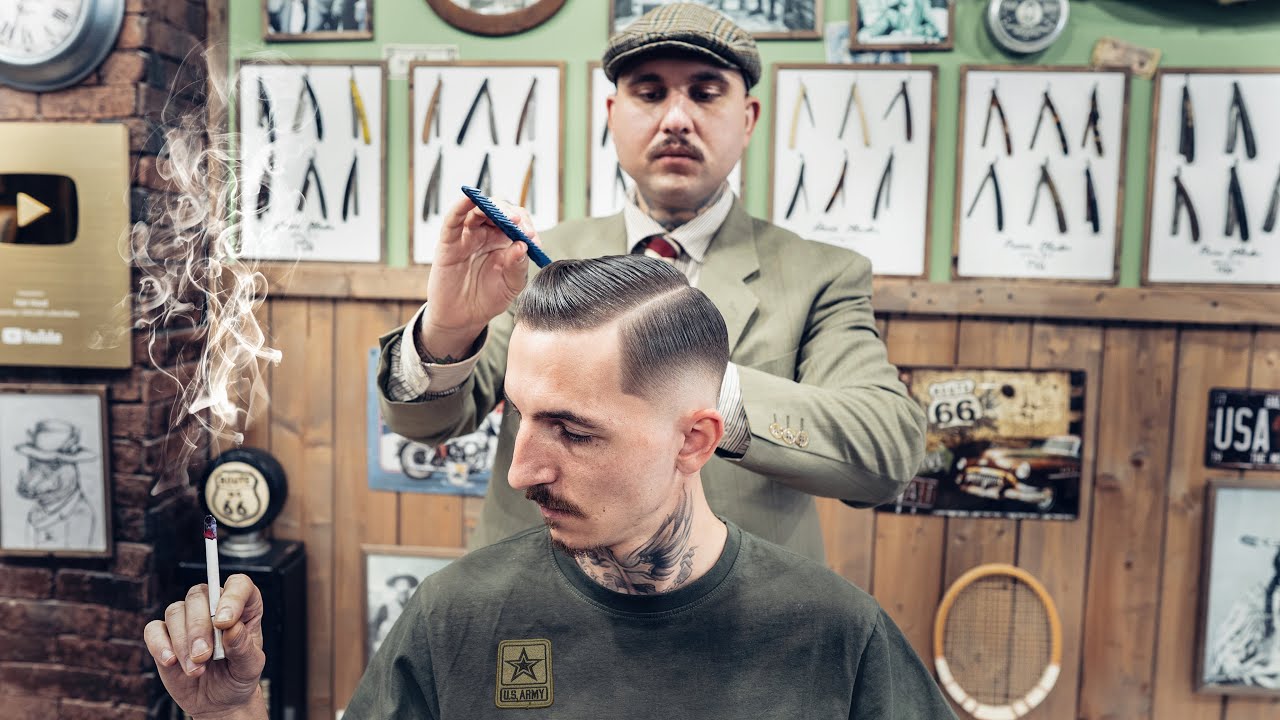 💈 ASMR BARBER - WWII US ARMY Soldier Haircut - Skin Fade - YouTube