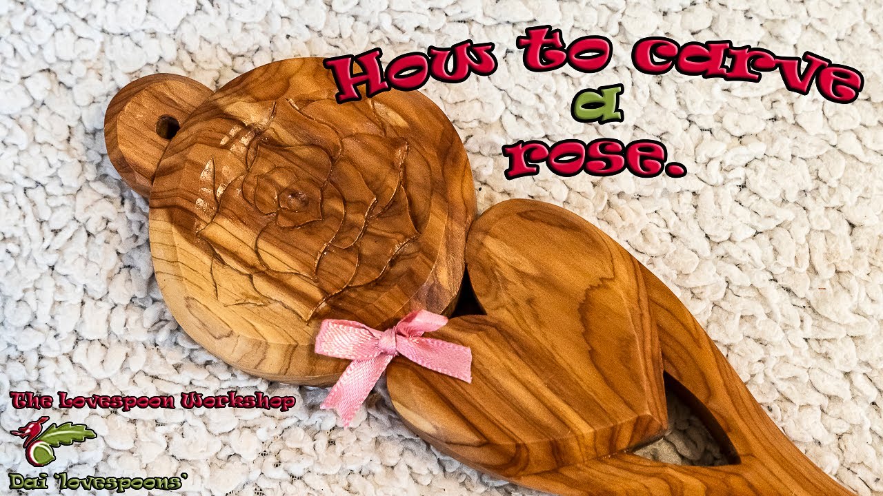 Carve a rose in wood. Wood carving demonstration. Welsh love spoon ...