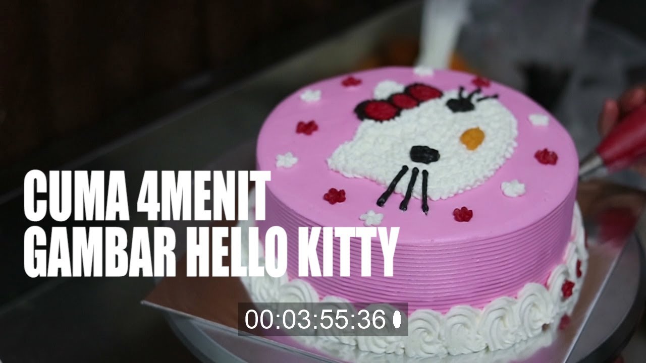 KUE Gambar Muka Hello Kitty CUMA 4 MENIT!!! - YouTube