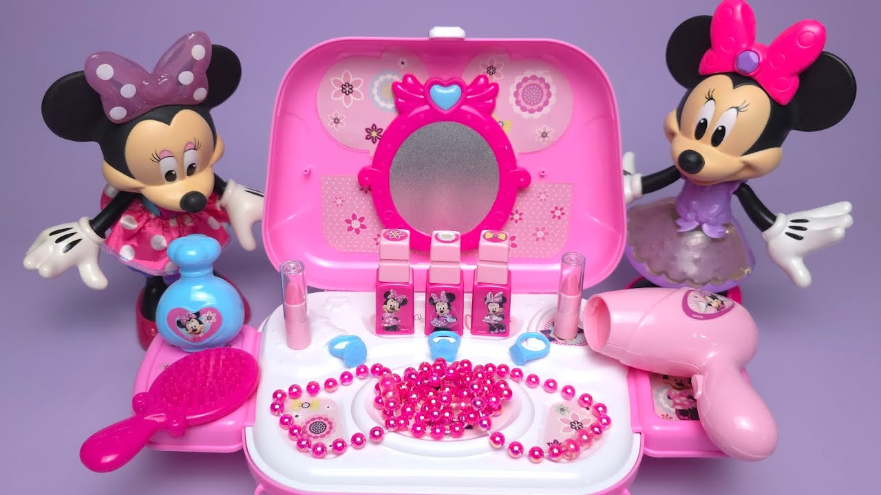 4 Minutes Satisfying With Unboxing Disney Minnie Mouse Beauty Salon Bag ...