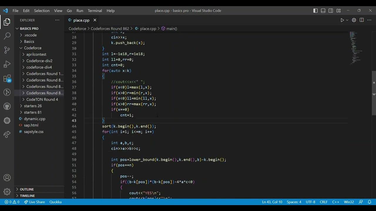 C. Place for a Selfie || Codeforces Round 862 (Div. 2) || Codeforces Solutions #subscribe # ...