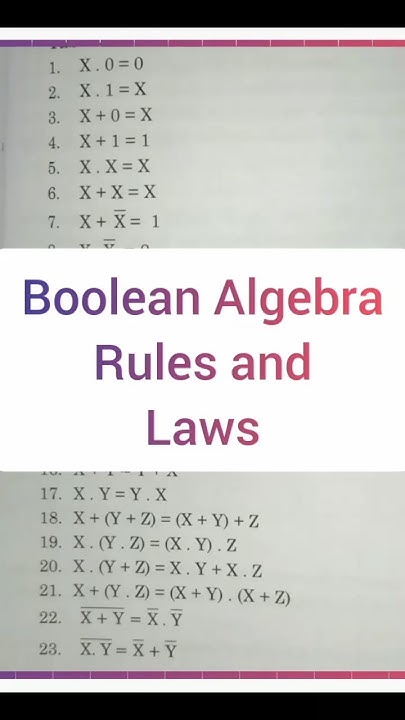 Boolean Algebra rules and laws - YouTube