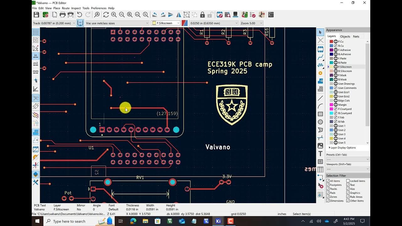 ECE319K PCB Camp, Adding Silkscreen - YouTube