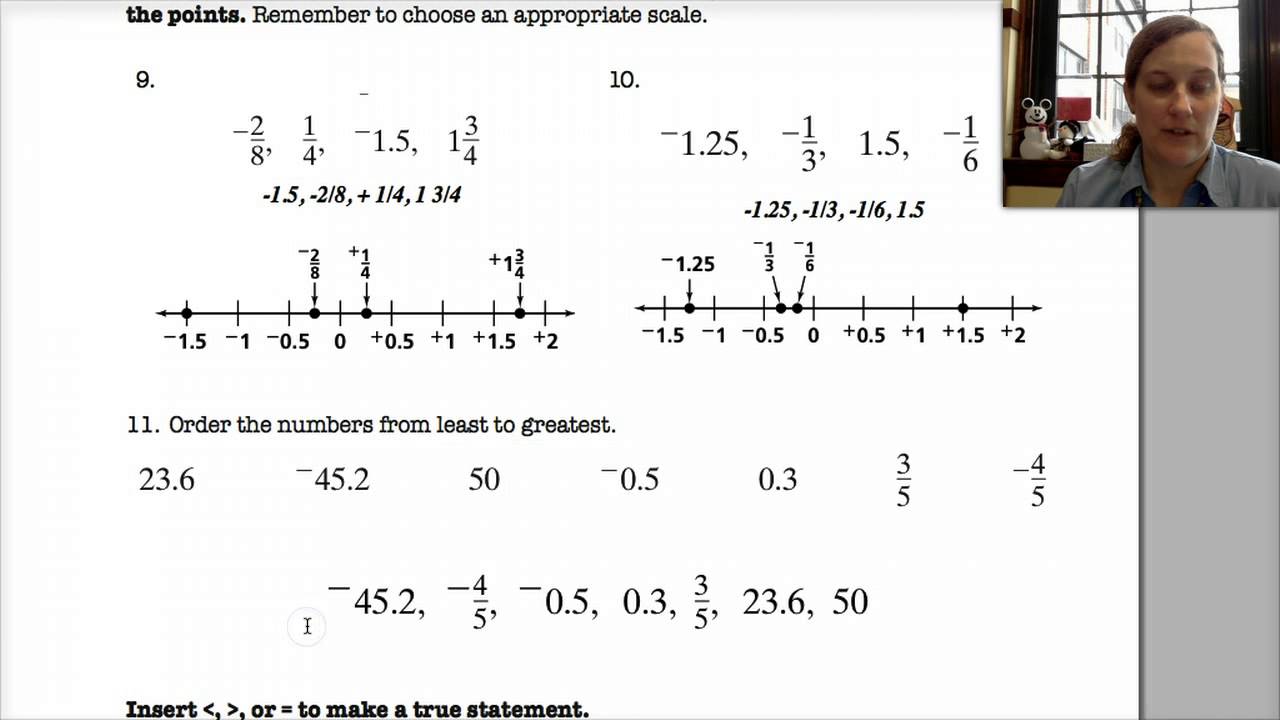 HW 1.2 - Comparing and Ordering Pos. & Neg. Integers - YouTube