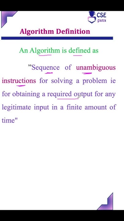 Algorithm Definition Cseguru Algorithm Dp Algorithmdesign Ada Daa Cseguruadavideos Youtube