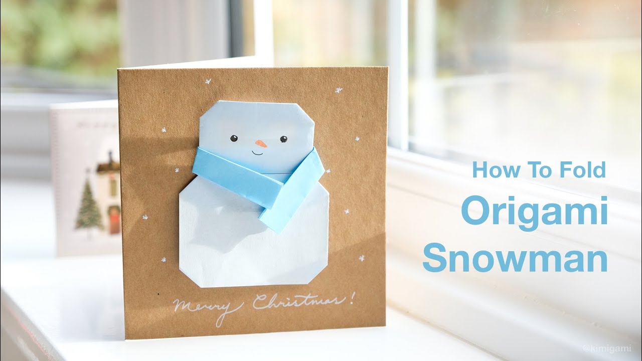 How to fold Origami Snowman and make a Christmas Card with no glue ...