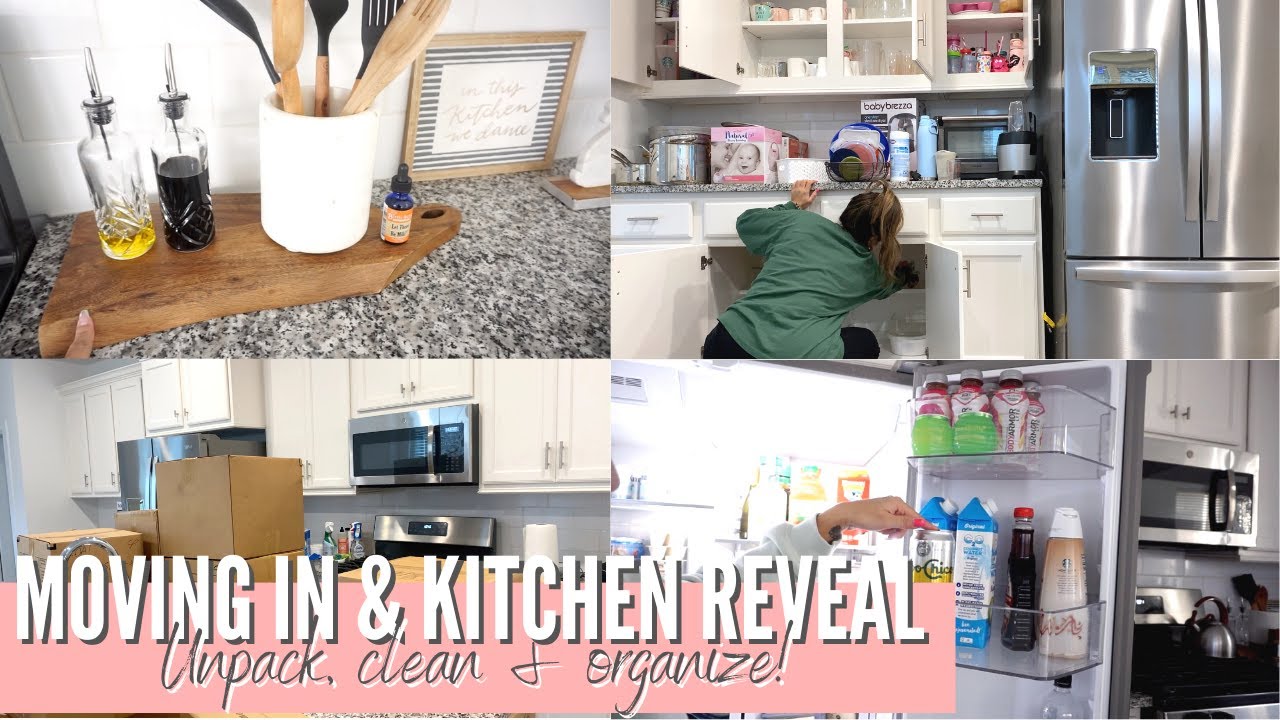 MOVING IN!! | UNPACKING, CLEANING & ORGANIZING| KITCHEN REVEAL - YouTube