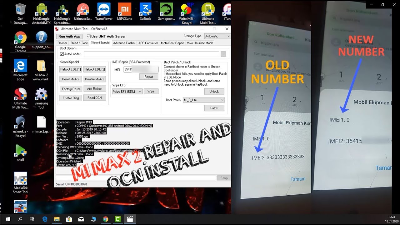 Mİ MAX 2 IMEI REPAIR/DİAG PORT AÇMA /QCN YÜKLEME !!! - YouTube