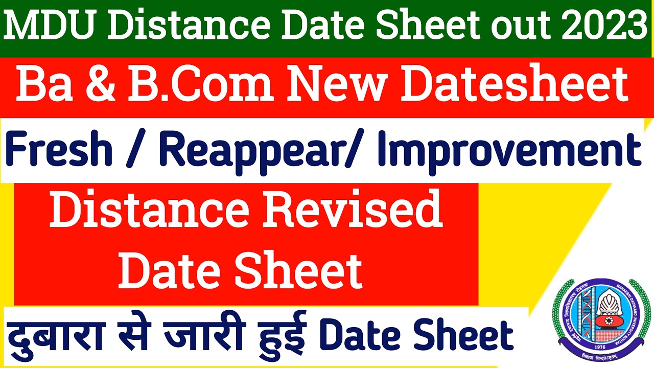 Mdu Ba distance Revised date sheet 2023 | Mdu Ba DDE New Datesheet 2023 ...