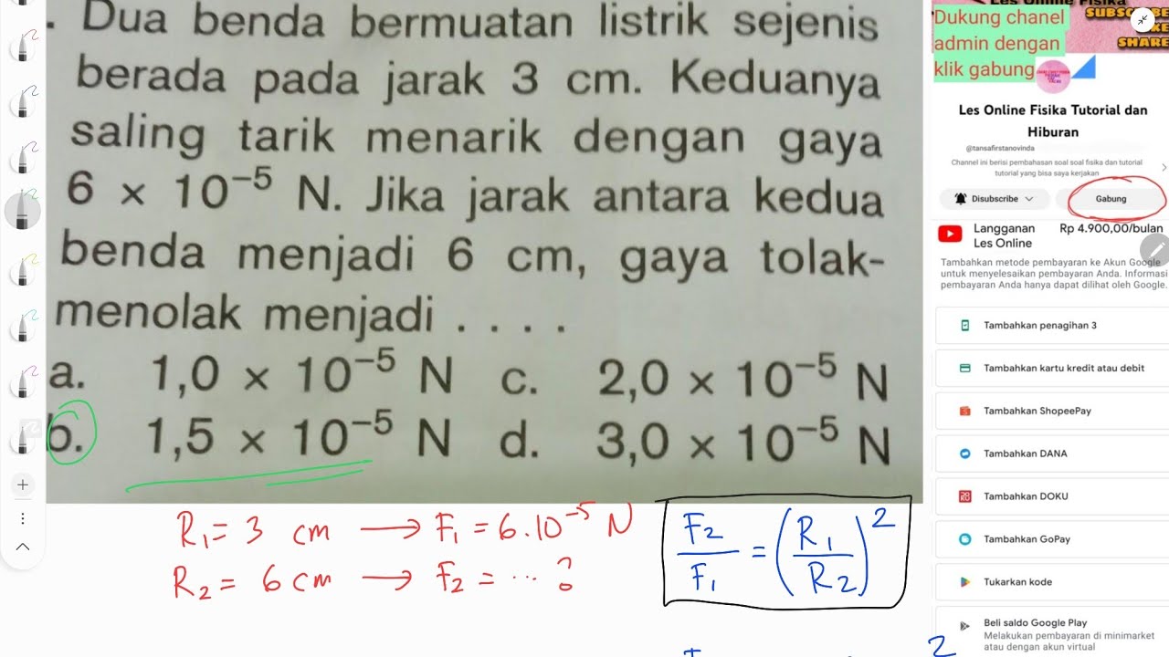 menghitung gaya tolak menolak muatan menjadi berapa setelah terpisah ...
