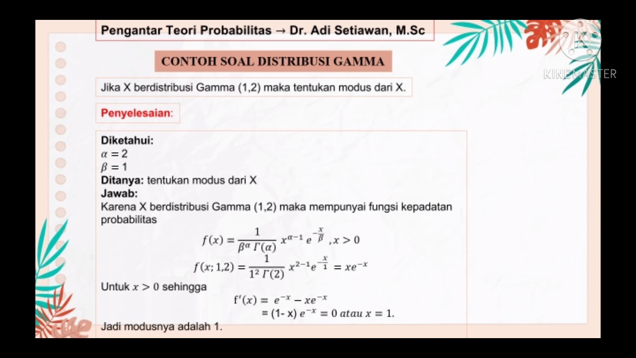 Pembahasan Soal Distribusi Normal, Distribusi Gamma, dan Distribusi Chi ...