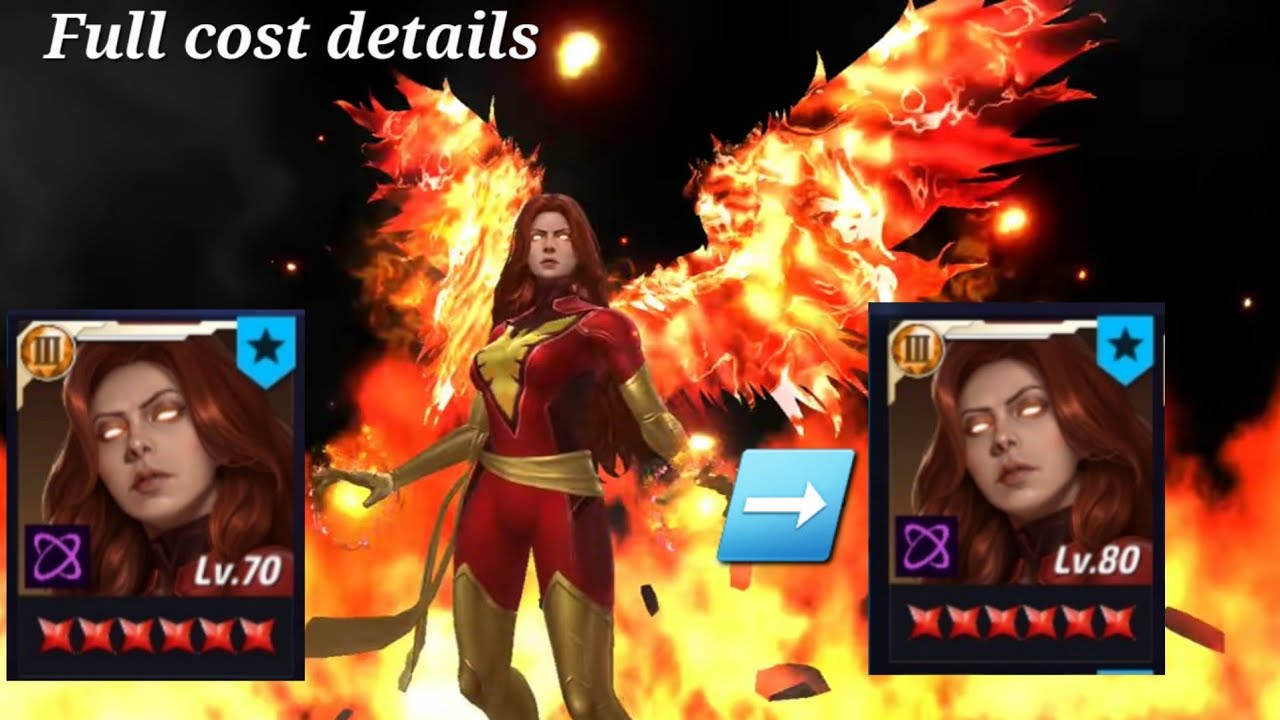 Jean Grey level 70 to 80 full cost details in marvel future fight - YouTube