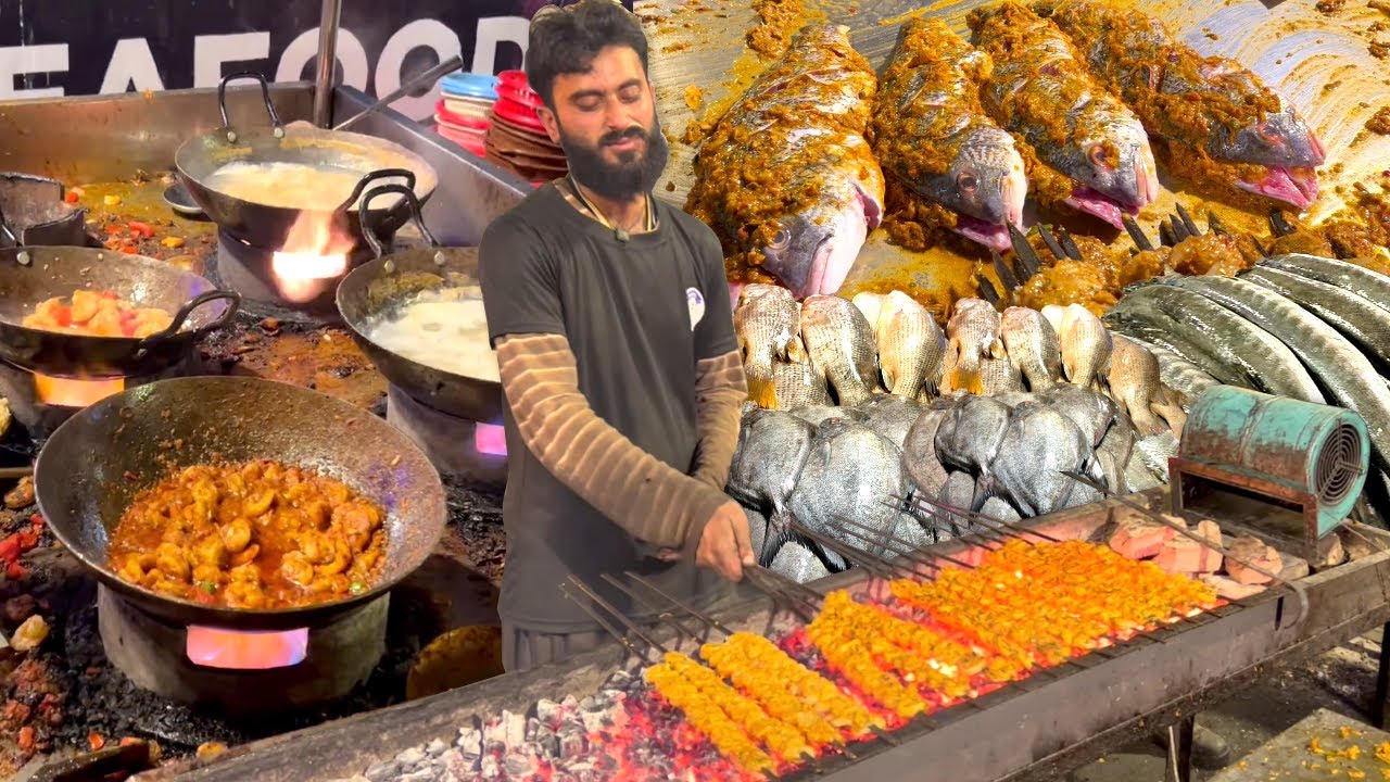 Grilled & Fried Fish Street Food - FISH, PRAWNS, CRABS | Rashid Bengali ...