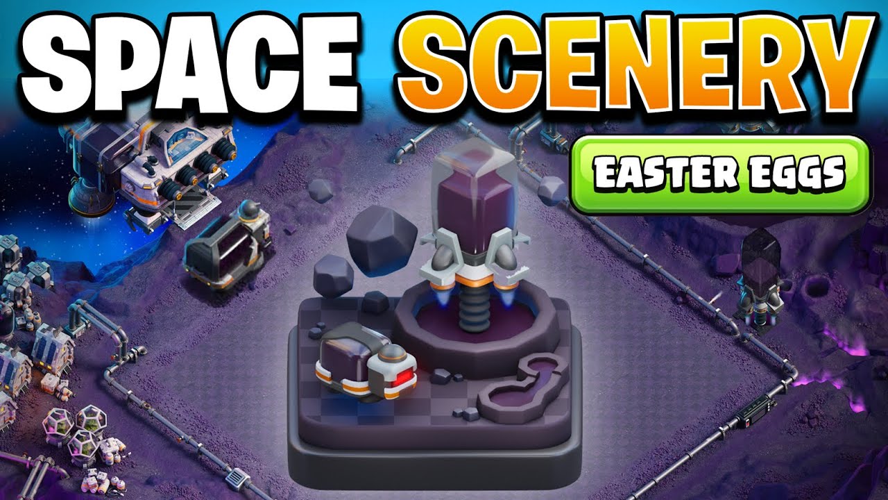 NEW Space Scenery Review! All Hidden Easter Eggs in Clash of Clans New ...