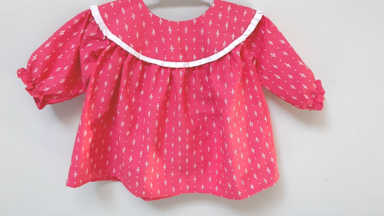 Designer Gol Yoke Baby Frock Cutting And Stitching | Round Yoke Frill ...