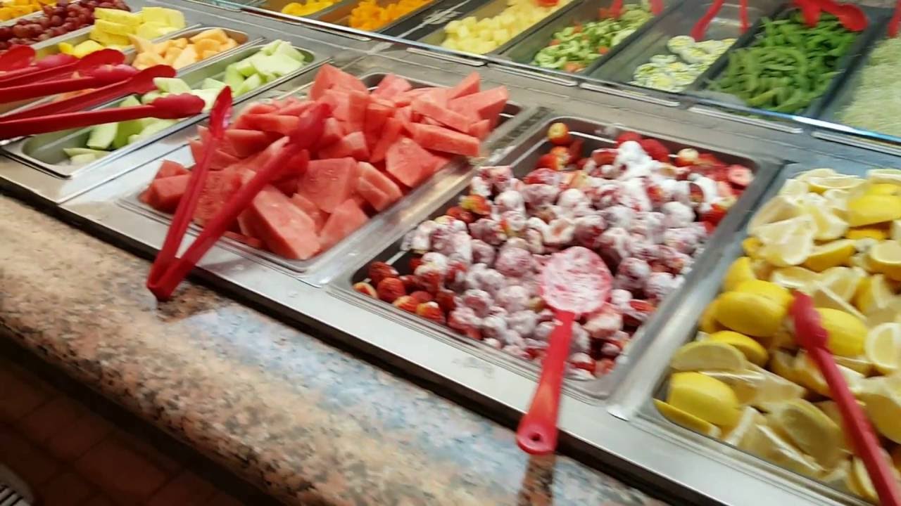 Salad Fruit Bar at Chinese Buffet Restaurant Watermelon Shrimp ...