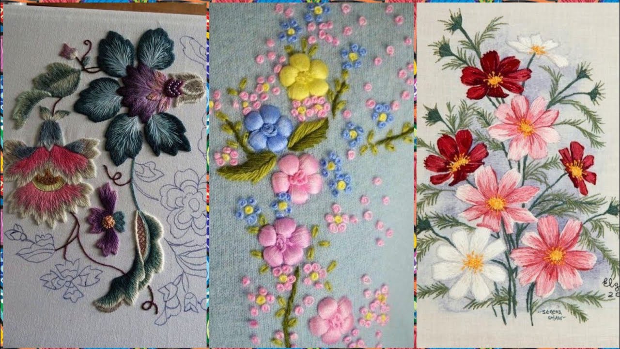 Most Creative Gradient Hand Embroidery Flowers Pattern Designs Ideas ...