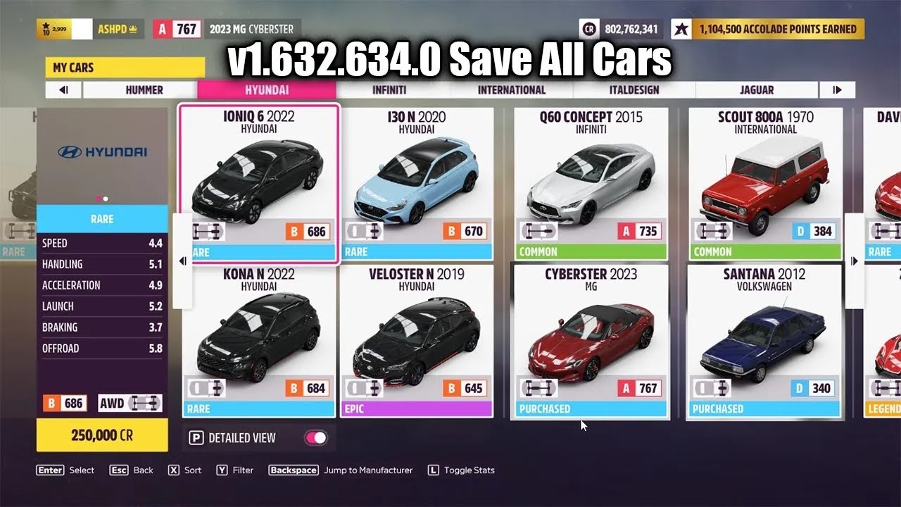 Forza Horizon 5 Save v1.632.634.0 All Cars - YouTube