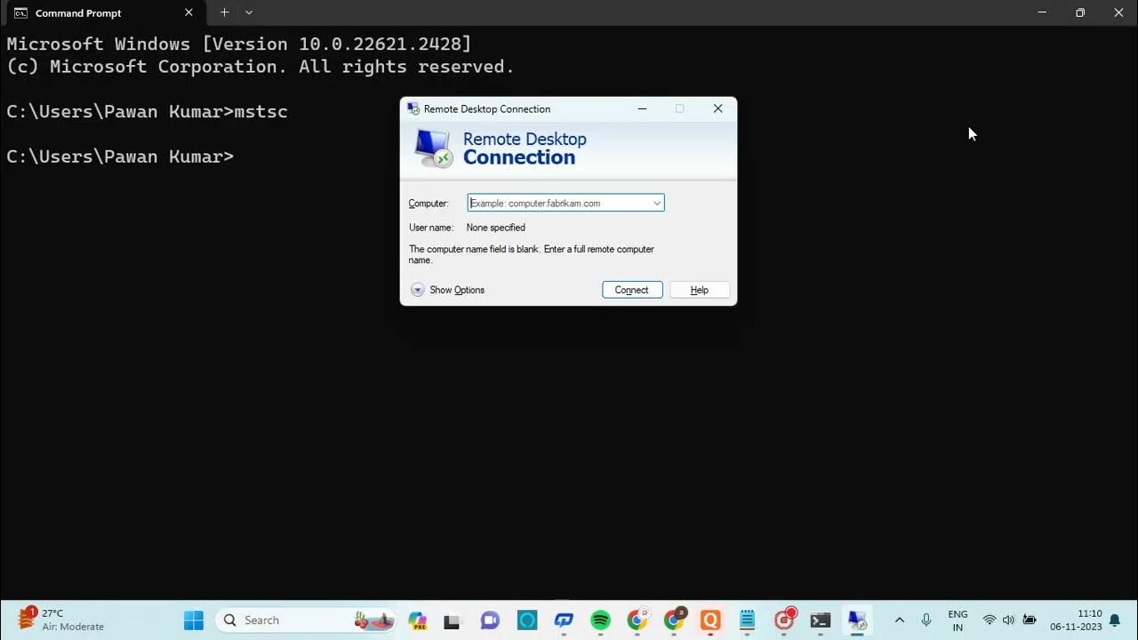 Open Remote Desktop With CMD | System Not Responding@SITANDCODE # ...