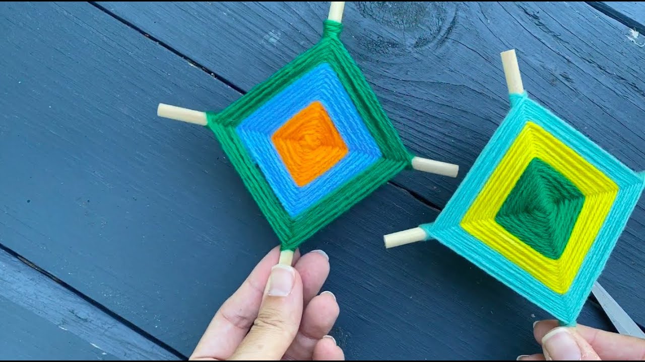 How to make a classic god's eye craft - YouTube
