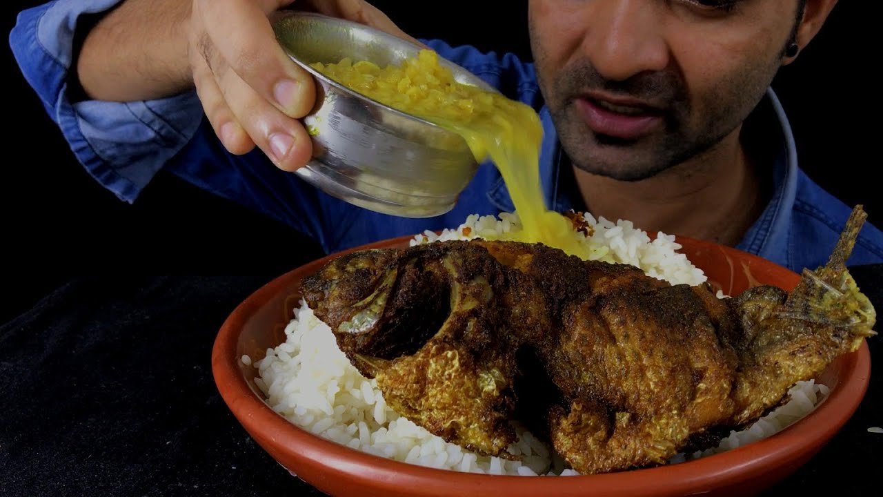 KOI FISH FRY | EATING KOI FISH FRY + DAL RICE | REAL MUKBANG EATING ...