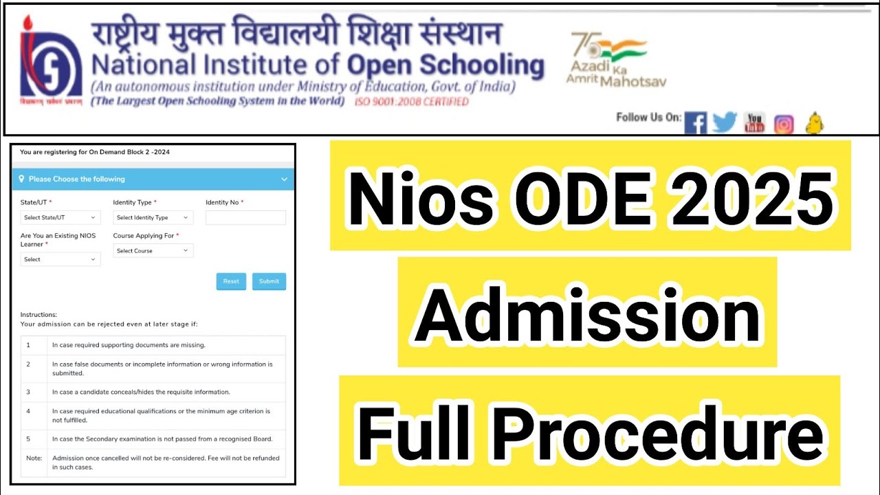Nios ODE 2025 Admission Full Procedure | Task Is Helping (NIOS) #nios # ...