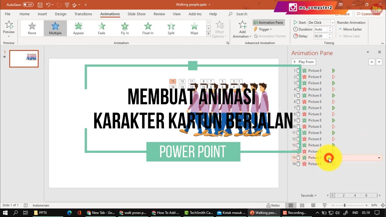 MEMBUAT ANIMASI BERJALAN DI POWERPOINT || TUTORIAL - YouTube