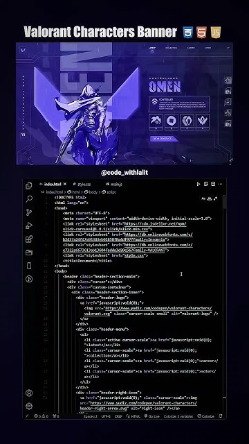 Valorant Characters Banner Using Css Js And Html🧑‍💻 Coding Programming 2024 Js Csstricks