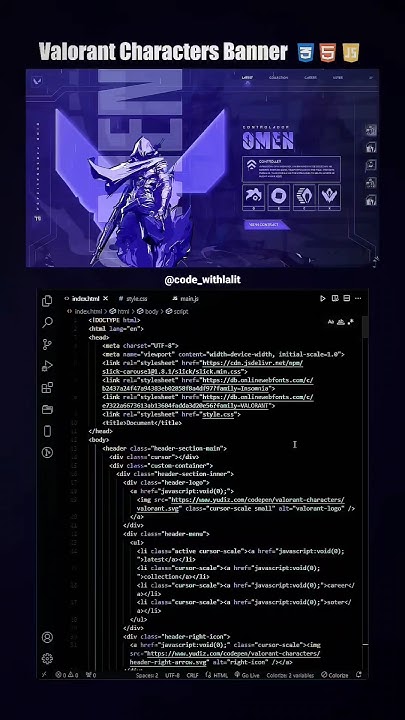 Valorant Characters Banner Using Css Js And Html🧑‍💻 Coding Programming