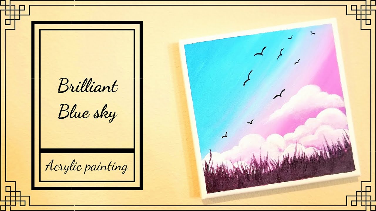Acrylic painting for beginners | Brilliant blue sky | Art challenge #54 ...