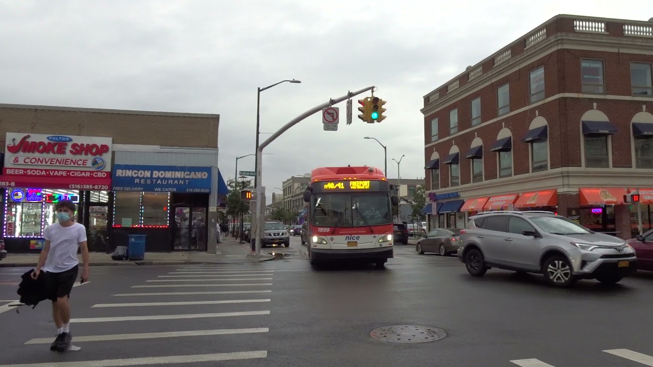 NICE Bus: Freeport bound XN40 1899 N40/41 at Main St/Fulton Av - YouTube