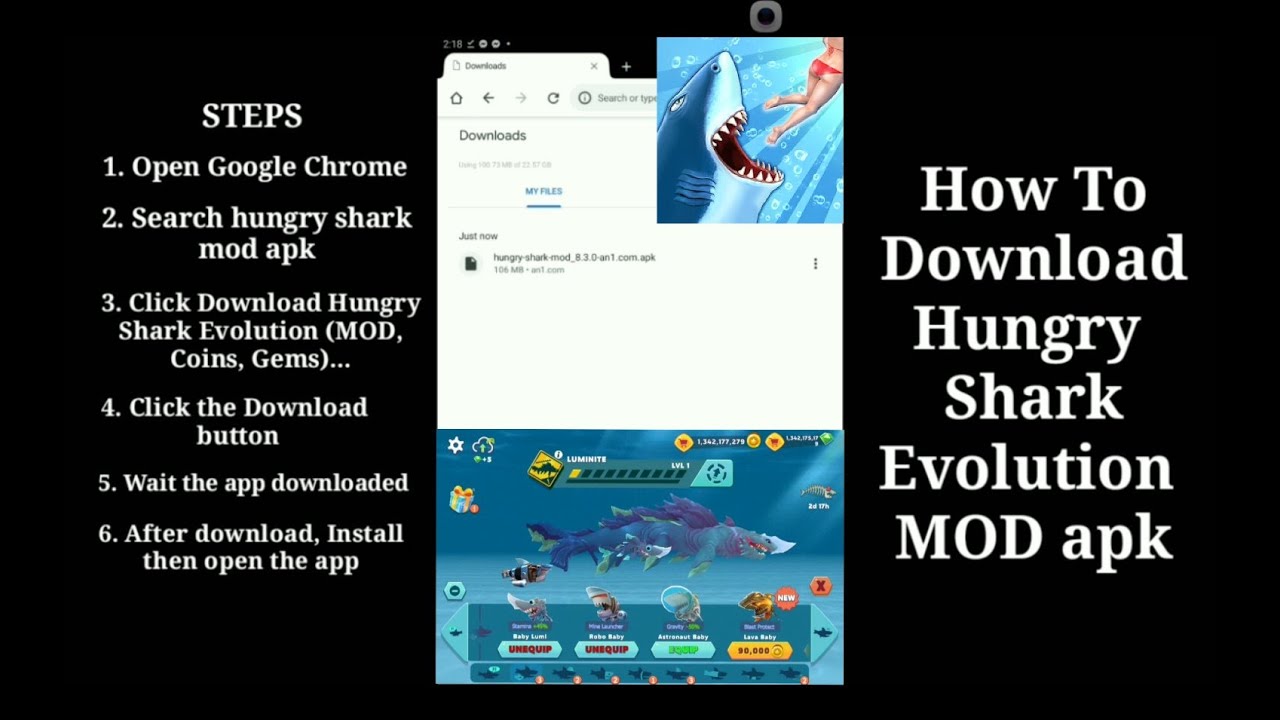 How to download Hungry Shark Evolution MOD apk (Step by Step) - YouTube